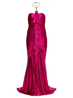 Balmain Off-the-Shoulder Dress Pink