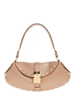GANNI Studded Shoulder Bag - Brown