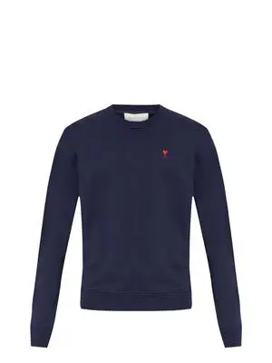 AMI Paris Sweatshirt With Embroidered Logo - Navy Blue