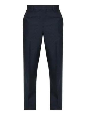 Etro Wool Trousers With Decorative Pattern - Navy Blue