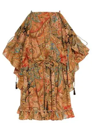 Etro Patterned Off-shoulder Mini Dress - Multicolour