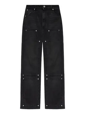44 LABEL GROUP Wide Leg Raw Edge Jeans - Black