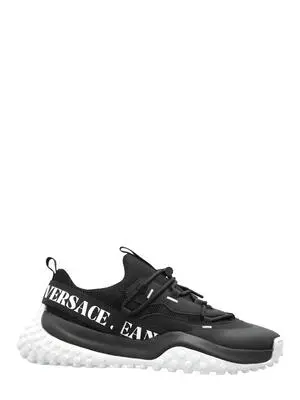 Versace Sports Shoes With Printed Logo - Black