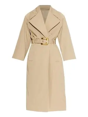Balmain Belted Midi Trench Coat - Beige