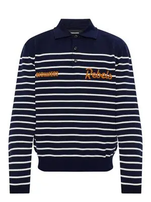 Dsquared2 Polo Shirt With Striped Pattern - Navy Blue