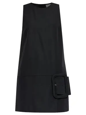 Ami Wool Mini Dress With Belt - Black