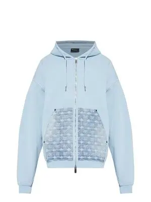 DSQUARED2 Logo Denim Pocket Zip Up Hoodie