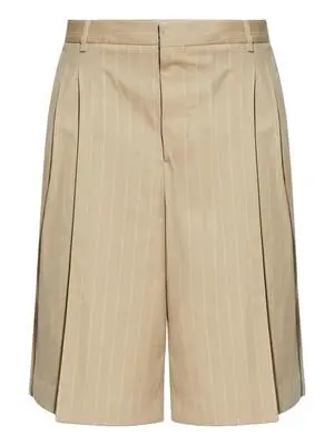 Ami Pinstripe Wool Tailored Shorts - Beige