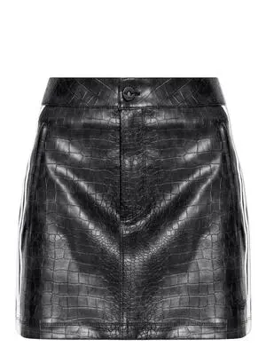 ADIDAS ORIGINALS Logo Embossed Crocodile-skin Pattern Skirt - Black
