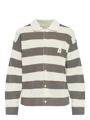 Ami Striped Pattern Cardigan - Grey