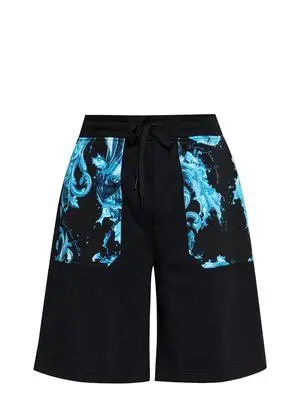 Versace Barocco Pattern Sweatshorts - Black