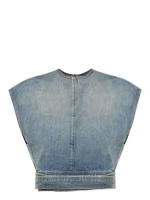 Alaïa Denim Top With Tie Detail - Blue