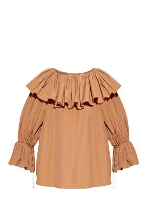 Chloé Loose-fit Top With Ruffle - Brown