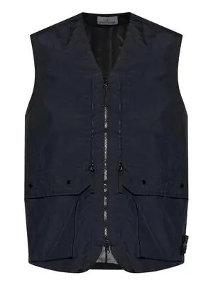 Stone Island Vest With Logo Patch - Navy Blue