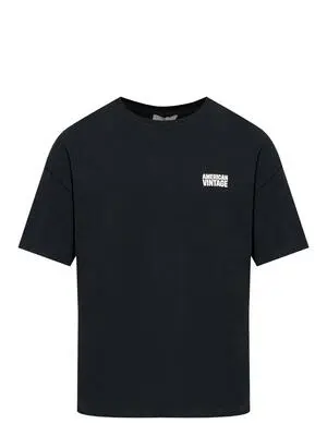 American Vintage T-shirt With Printed Logo - Black