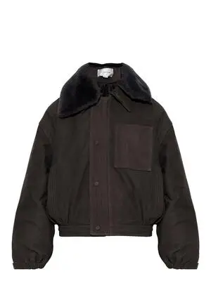 Victoria Beckham Suede Jacket With Fur Collar - Brown