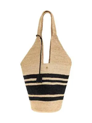 ANINE BING Leah Raffia Shoulder Bag