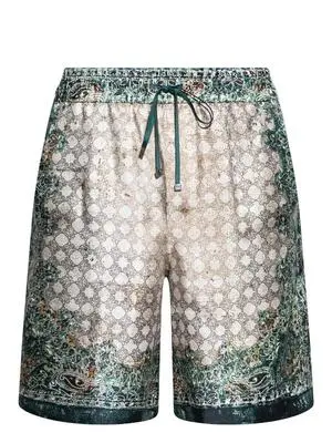 Amiri Silk Straight Leg Shorts Green