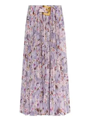 Balmain Floral-patterned Maxi Skirt - Purple