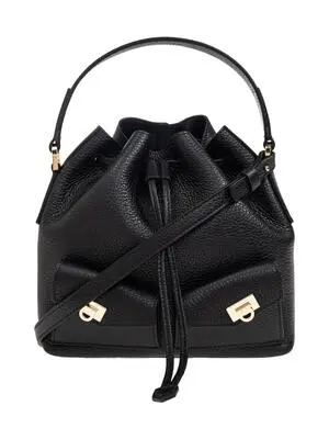 FERRAGAMO Leather Bucket Shoulder Bag - Black