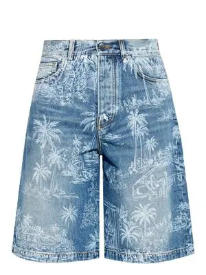 Amiri Printed Denim Shorts - Blue