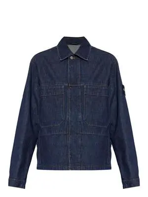 Stone Island Denim Jacket With Logo Patch - Navy Blue