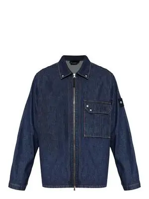 Stone Island Denim Jacket With Logo Patch - Navy Blue