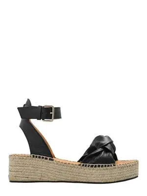 ODISSI Leather Platform Sandals - Black