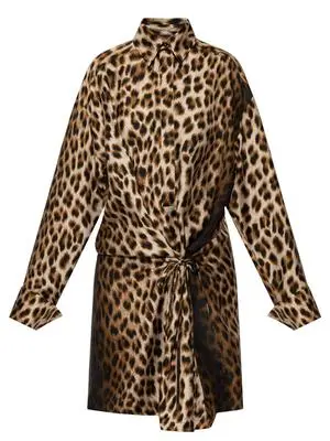 Sportmax Cinema Silk Shirt Dress - Brown