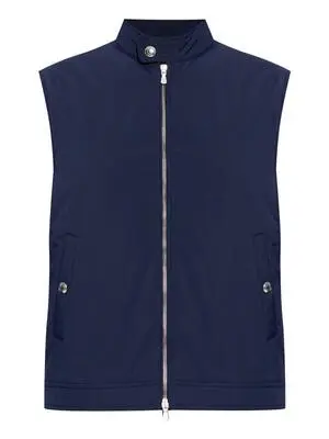 Eleventy Insulated Vest With Stand Collar - Navy Blue