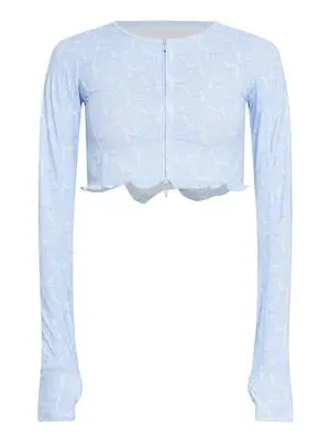 LoveShackFancy Laudie Short Sports Top - Light Blue