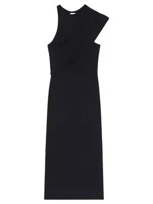 COURREGES Draped Asymmetric Midi Dress - Black