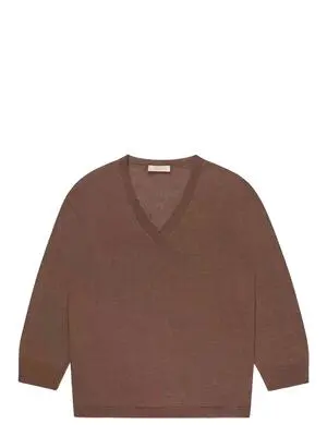 SLOWEAR V-neck 3/4 Sleeve T-shirt - Brown
