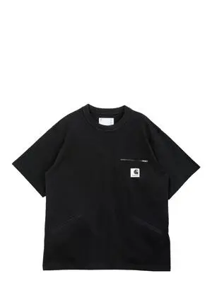 Sacai X Carhartt Wip Front-zip Pocket T-shirt - Black