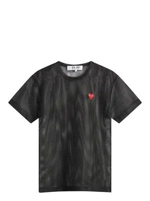 Play Comme Des Garcon Mesh T-shirt With Heart Emblem - Black