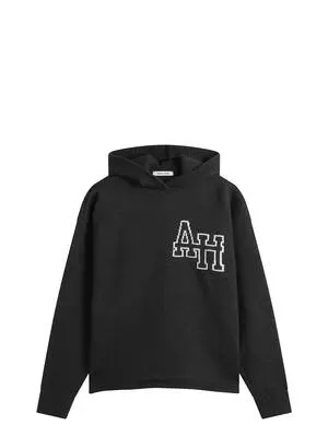 ANNIE HOOD Knit Hoodie With Collegiate Logo - Black