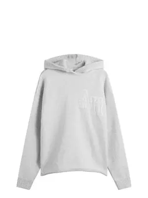 ANNIE HOOD Knit Hoodie With Collegiate Logo - Grey