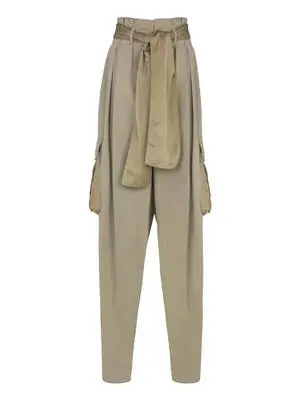 Open Yy Rolled-Waist Velour Cargo Pants In Brown - 63% Off