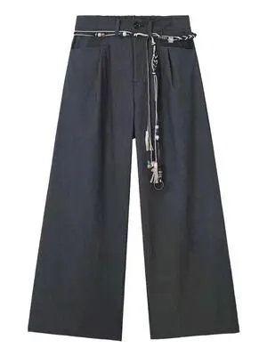 TOUT A COUP Wide-leg Trousers With Tie Detail - Blue