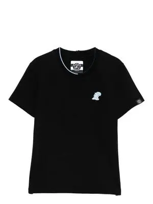 AGNES B. Logo-embroidered Round Neck T-shirt - Black