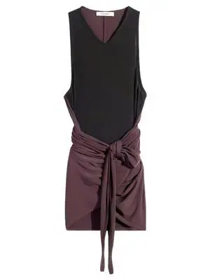LEMAIRE Sleeveless V-neck Mini Dress - Black