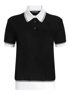 Dolce & Gabbana Embroidered Logo Polo Top - Black