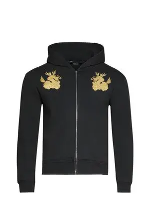 Acne Studios Dragon Logo Zip Up Hoodie - Black