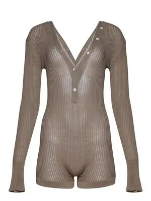 MUGLER Knit Buttoned Bodyshort - Grey