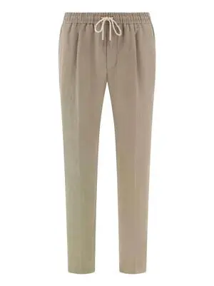 Boggi Milano Linen Drawstring Trousers - Neutrals