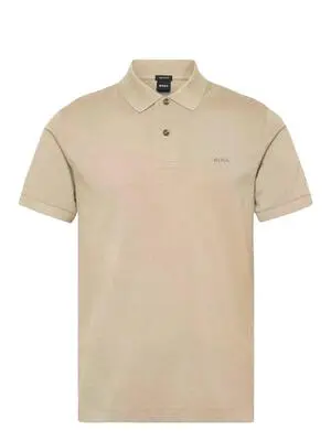 BOSS Pallas Logo-embroidered Cotton-piqué Polo Shirt - Neutrals