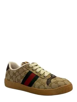 Gucci Screener Web-stripe Logo-pattern Sneakers - Neutrals