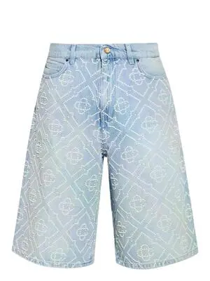Casablanca Pearl Monogram Denim Shorts - Blue