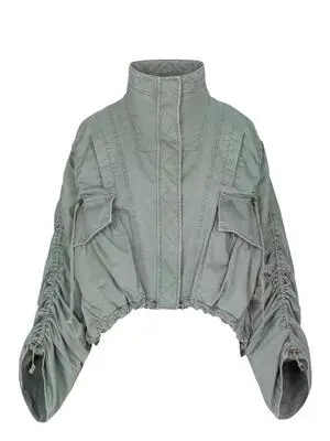 Balmain Jacket With Gathered Sleeves - Green
