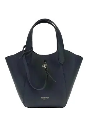 Giorgio Armani Leather Top Handle Tote Bag - Blue